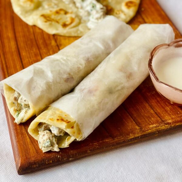 Chicken Paratha Roll (With Garlic Sauce)