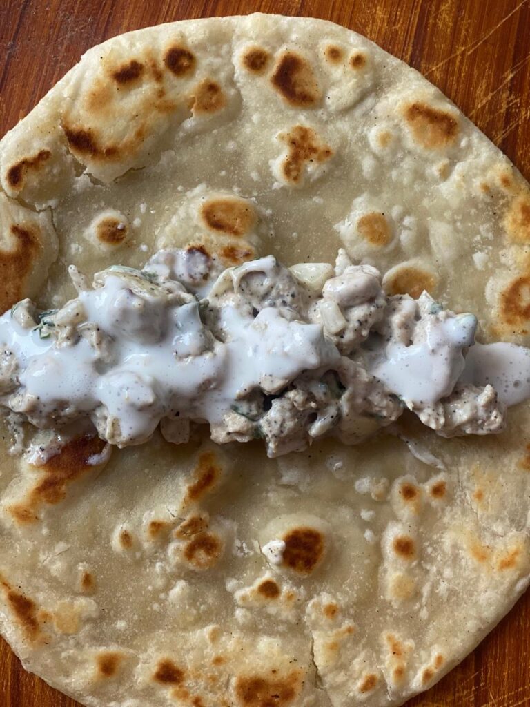 Chicken Paratha Roll (With Garlic Sauce)