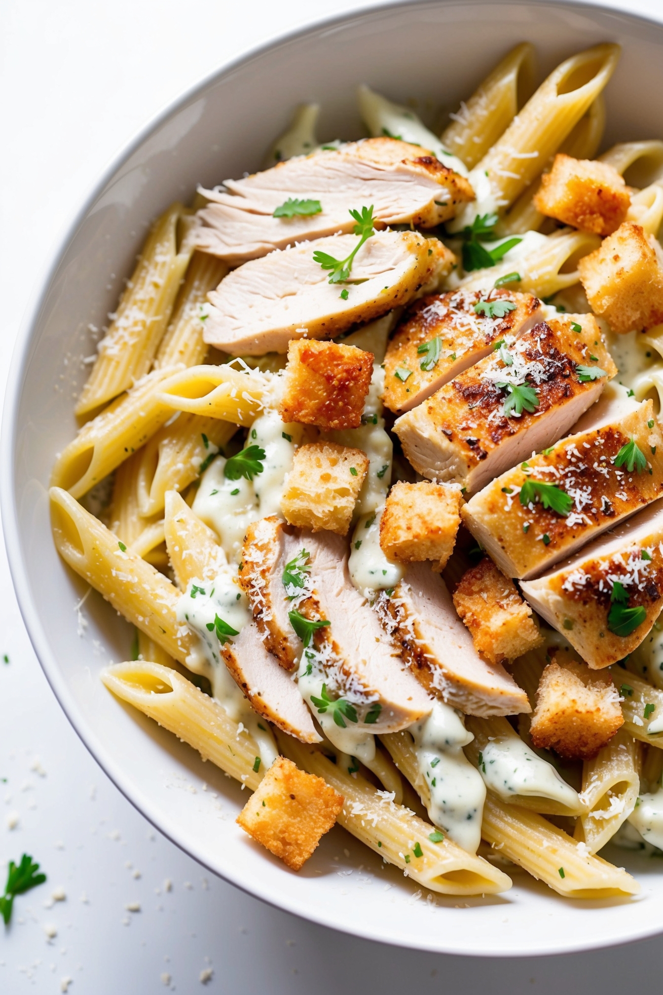 Chicken Caesar Pasta Recipe - nabeelafoodhub.com